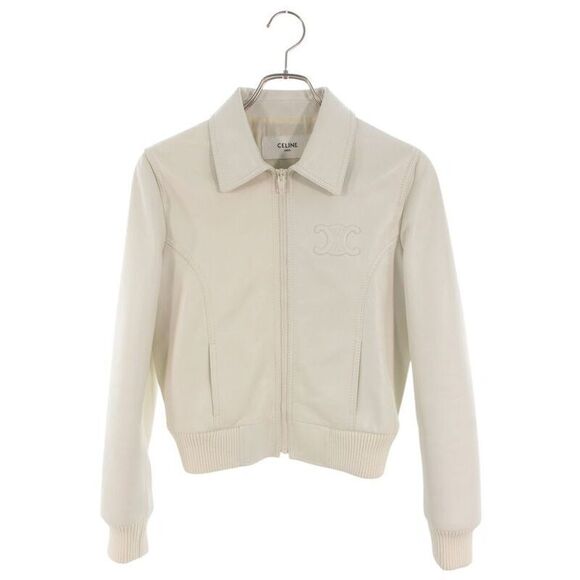 Celine | Jackets & Coats | Celine 2ek6583c0op Triomphe Leather Blouson ...
